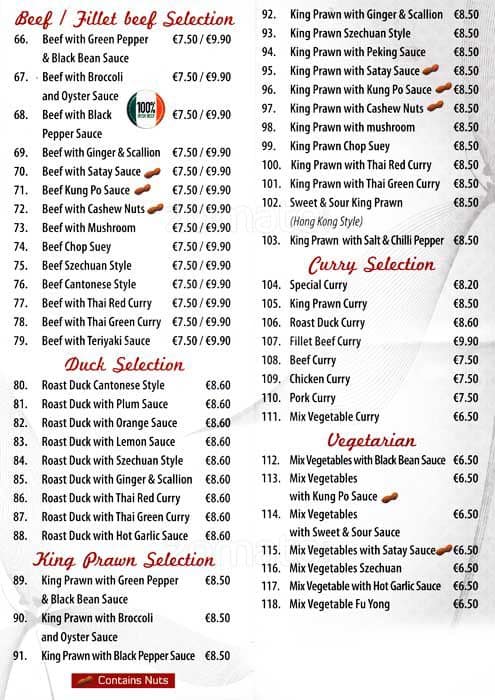 Menu at The Leaf restaurant, Dublin