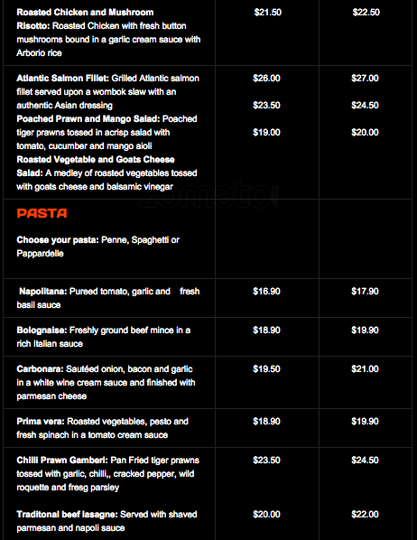 Menu at Rosebud RSL Sub-Branch restaurant, Rosebud
