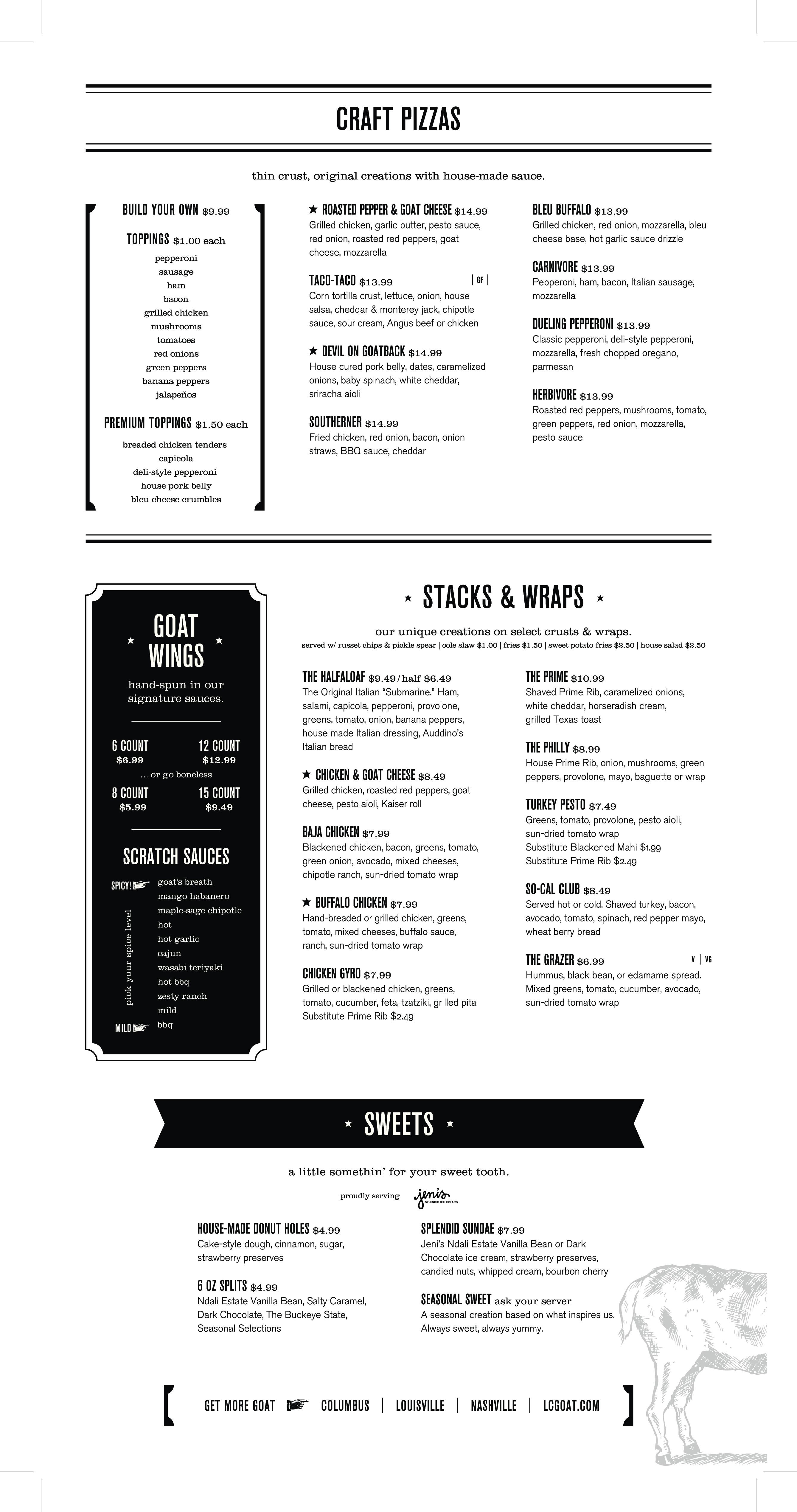 Menu at Morning Ritual by The Goat pub & bar, New Albany, New Albany Rd W