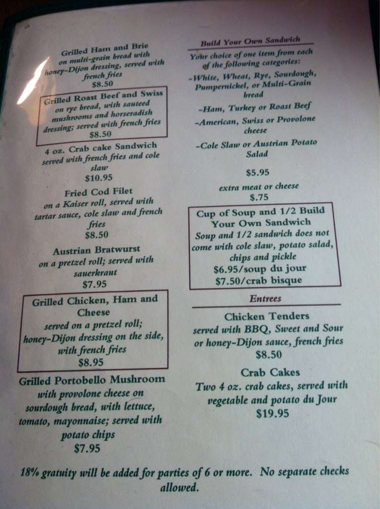 Menu at Bohemia Cafe & Bakery, Chesapeake City
