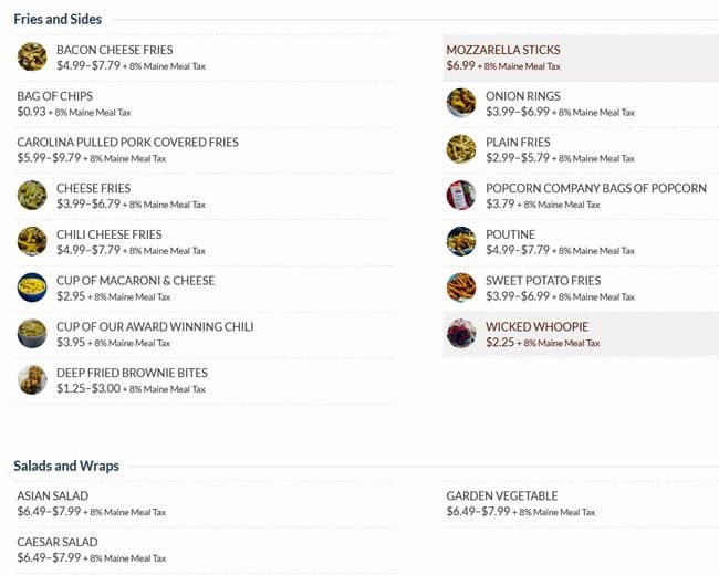 Menu at Chicago Dogs of Maine fast food, Portland