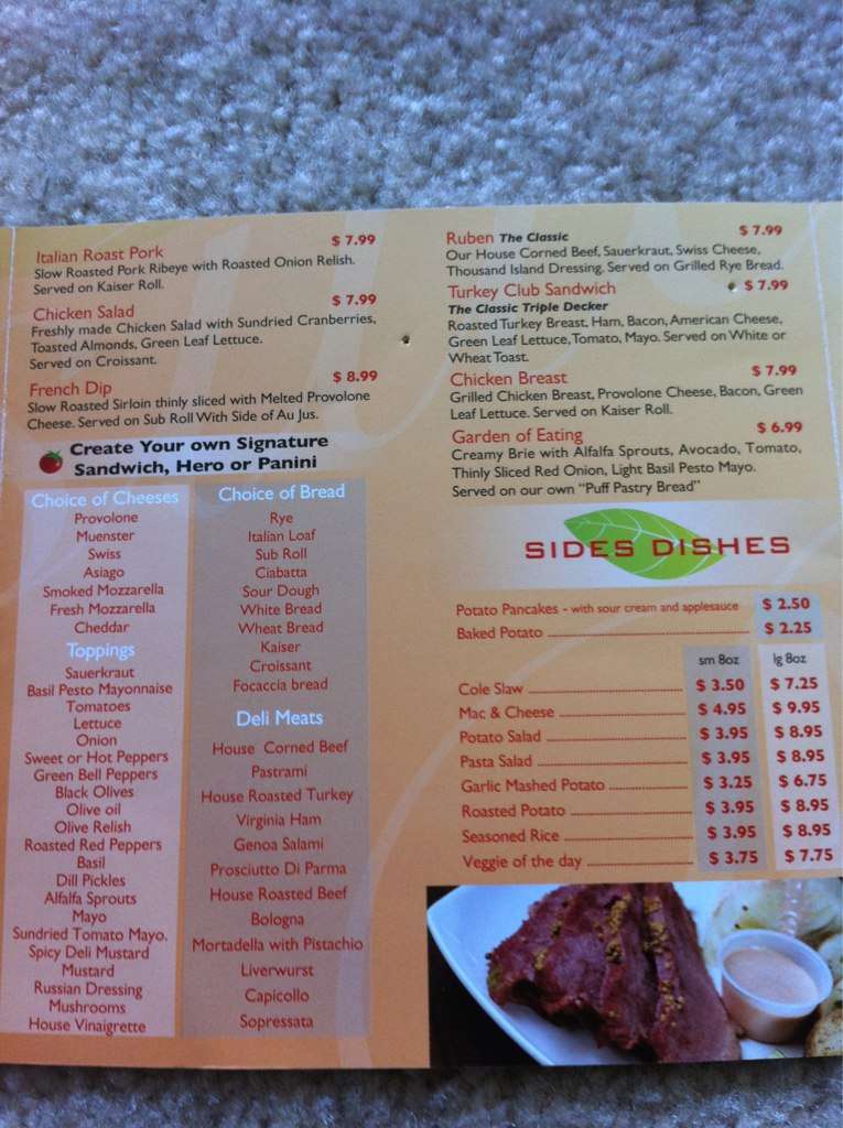 Menu at Basilico New York Deli restaurant, Fredericksburg, Cowan Blvd