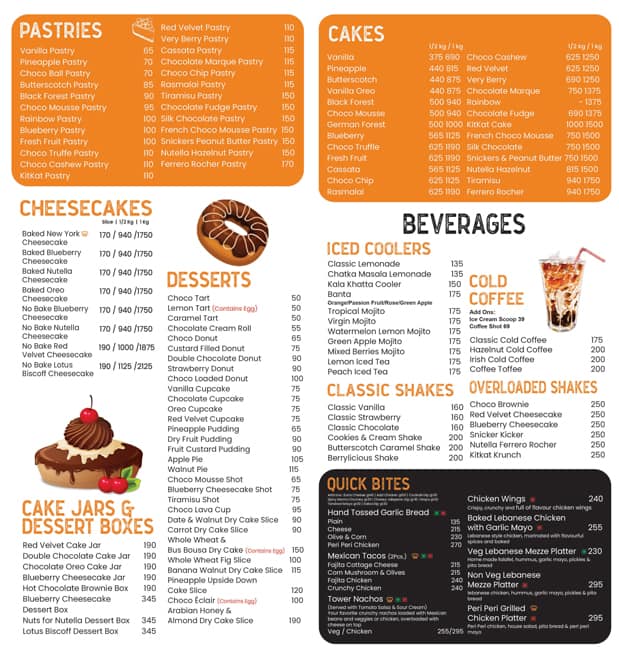 Menu of Dough & Cream, Paschim Vihar, New Delhi