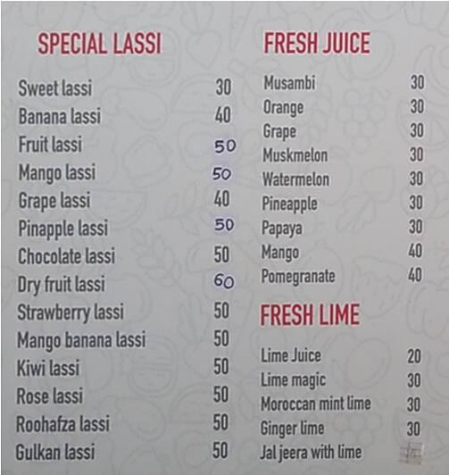 Menu of Lassi Pot, Old Madras Road, Bangalore
