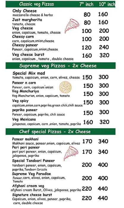 Menu of Pizza Factory, Nandanvan, Nagpur