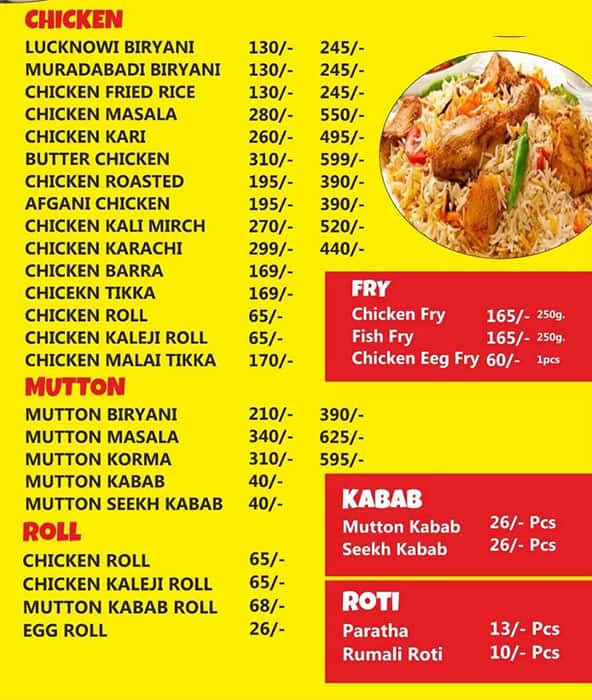 Menu of Katnaat Restaurant, Indira Nagar, Lucknow