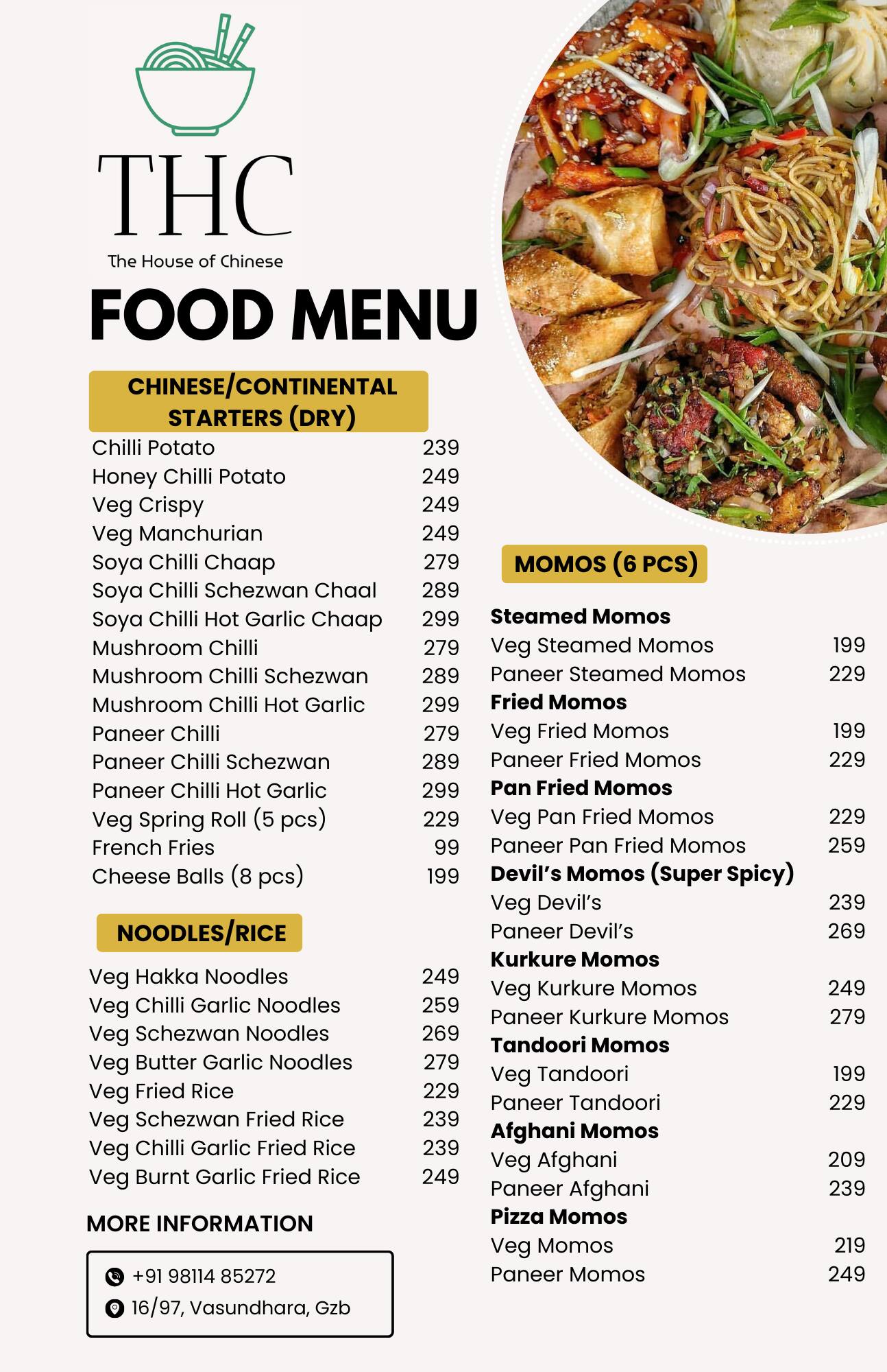 Menu of THC - The House of Chinese, Vasundhara, Ghaziabad