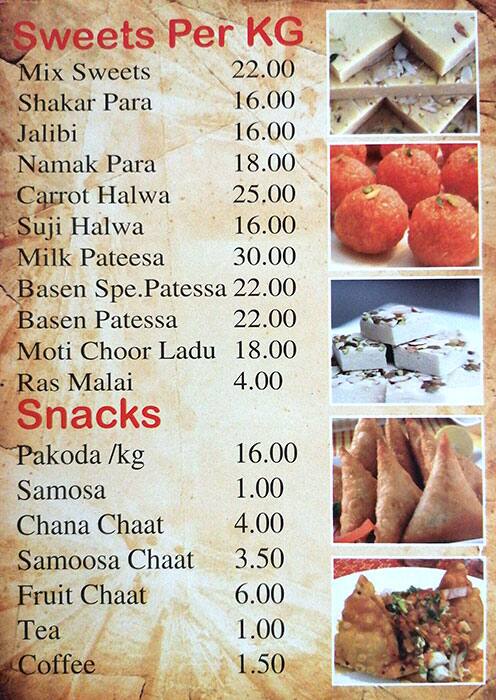 Menu at Ibrahim Al Hosani cafeteria, Abu Dhabi