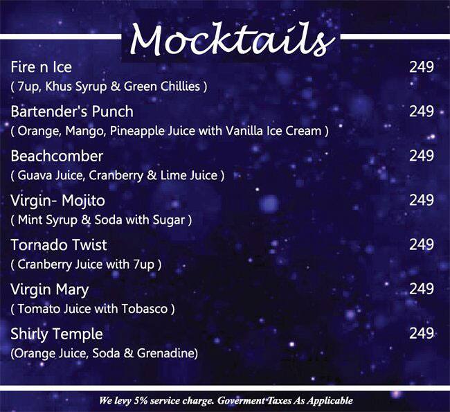 Menu at Skylit Rooftop Dining, Bengaluru, Survey No 80/2