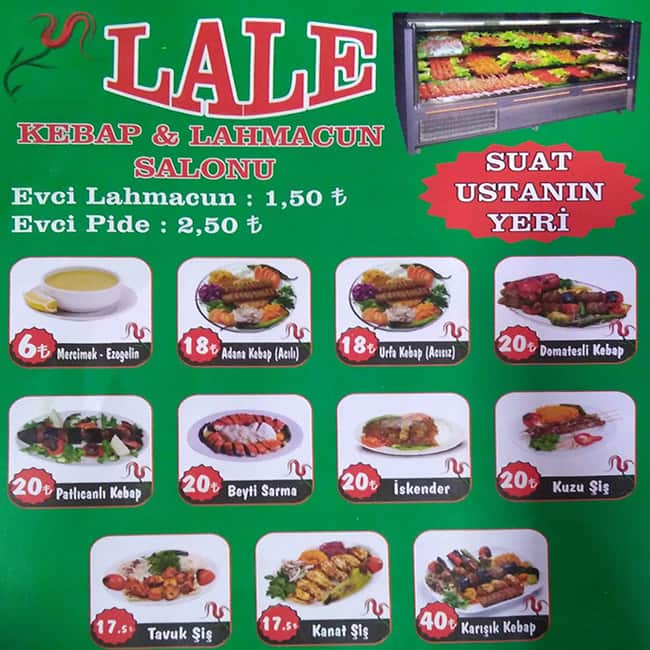 Menu at Lale Kebap & Yemek Salonu, Istanbul, Cicoz Yolu Cd. No:28