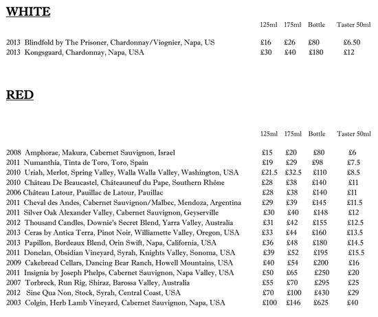 Menu at Goodman - Mayfair steakhouse, London, 24-26 Maddox St
