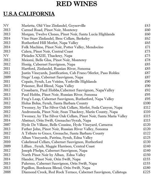 Menu at Goodman - Mayfair steakhouse, London, 24-26 Maddox St