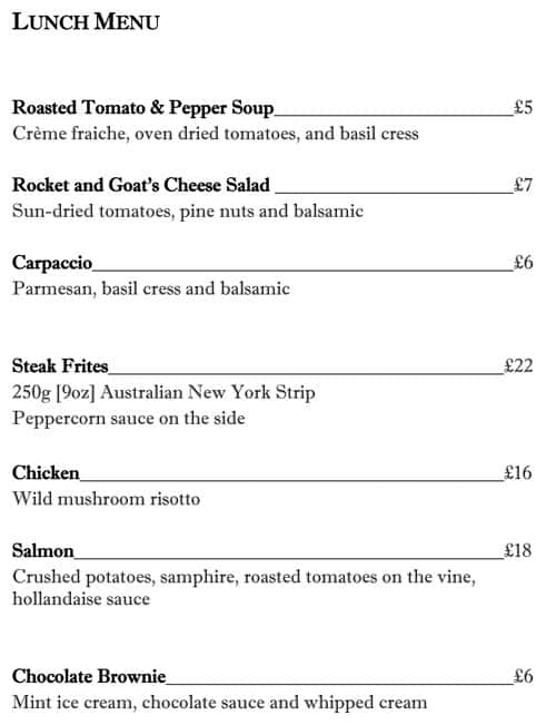 Menu at Goodman - Mayfair steakhouse, London, 24-26 Maddox St