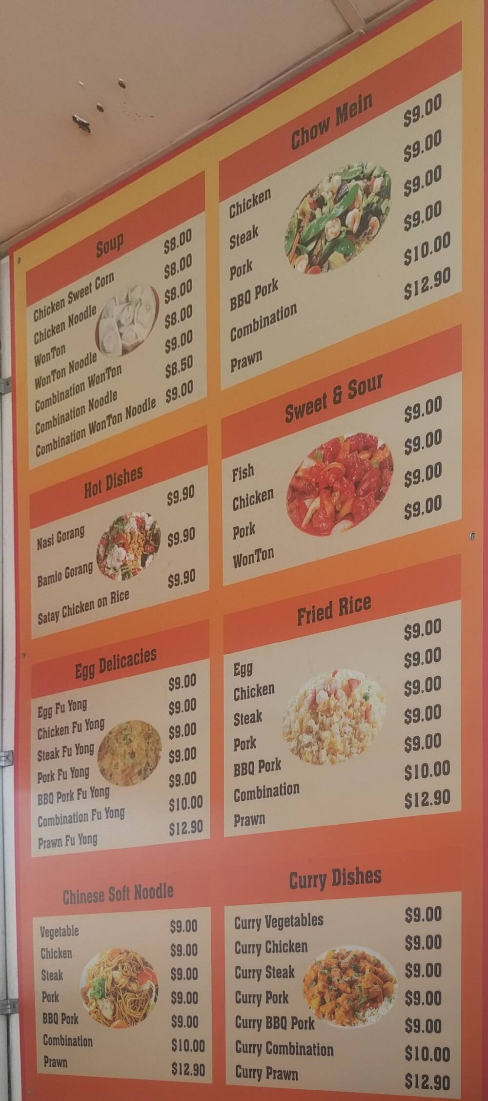 Menu at Mk Takeaway restaurant, Auckland