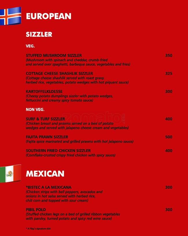 Menu at Flag's Restaurant, Pune