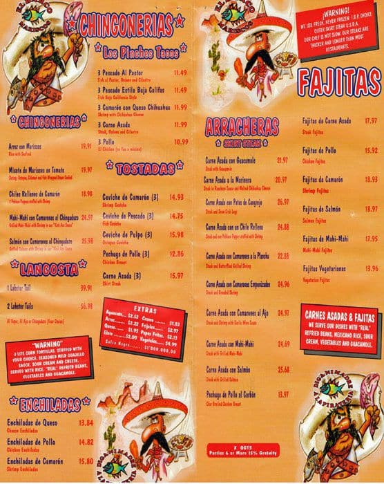 Menu at El Barco Mariscos, Chicago, N Ashland Ave