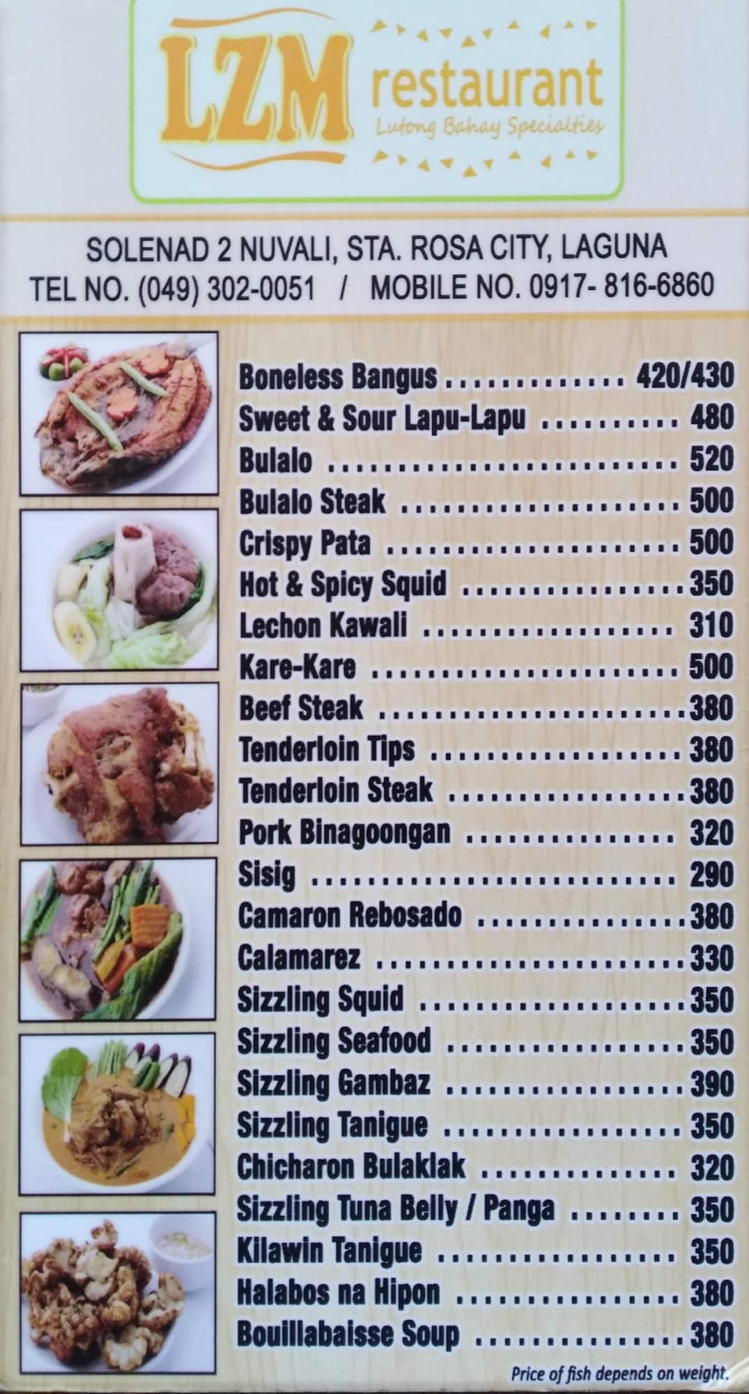 LZM Menu, Menu for LZM, Don Jose, Santa Rosa - Zomato Philippines