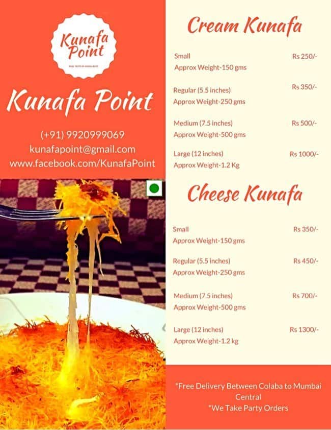 Kunafa Point Menu, Menu for Kunafa Point, Mohammad Ali Road, Mumbai ...