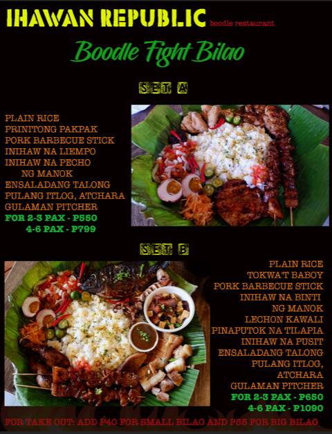 Menu at Ihawan Republic, Tagaytay