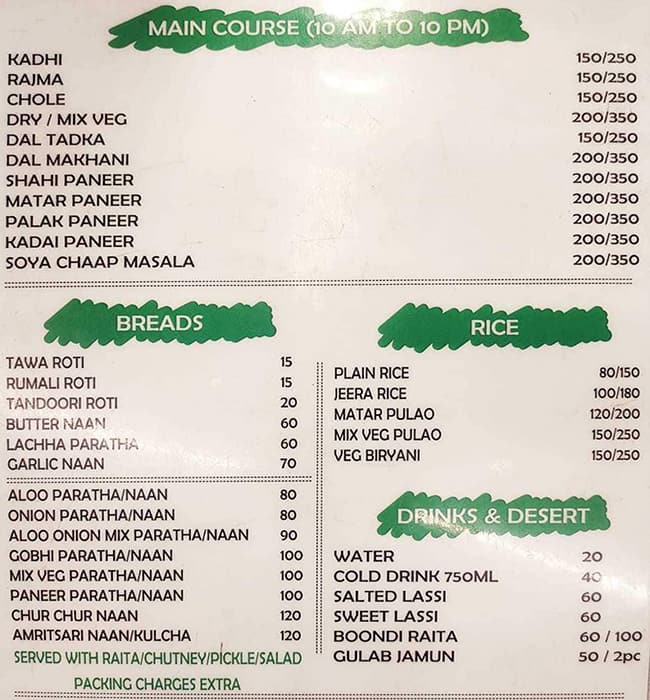 Menu of Civil Lines Kitchen, Sector 56, Gurgaon