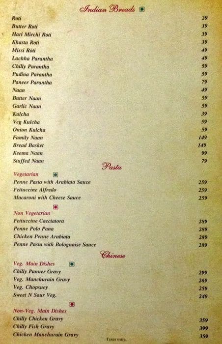 Menu at Moti Mahal Delux, Agra, Orbit Inn