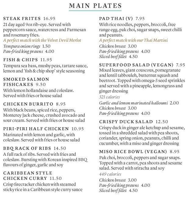 Menu at All Bar One Moorgate, London, 127 Finsbury Pavement