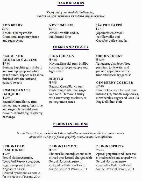 Menu at All Bar One Moorgate, London, 127 Finsbury Pavement