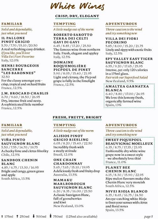 Menu at All Bar One Moorgate, London, 127 Finsbury Pavement