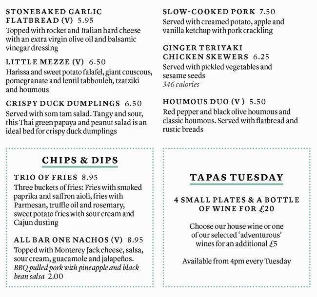 Menu at All Bar One Moorgate, London, 127 Finsbury Pavement