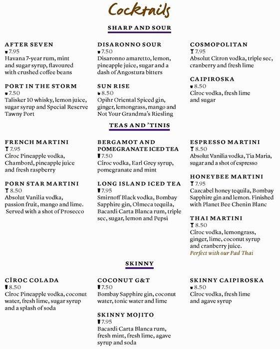 Menu at All Bar One Moorgate, London, 127 Finsbury Pavement