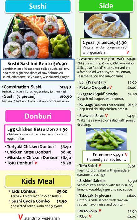 Menu at Japanese Kitchen restaurant, Wellington