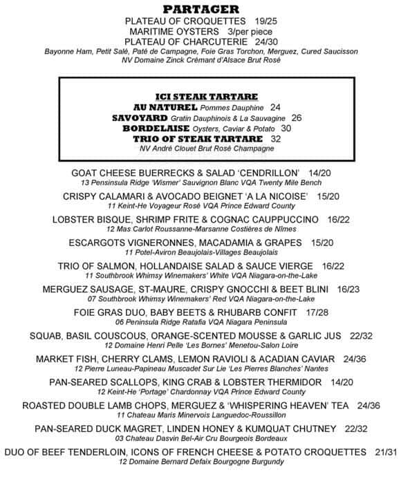 Menu at Windsor Arms Hotel pub & bar, Toronto