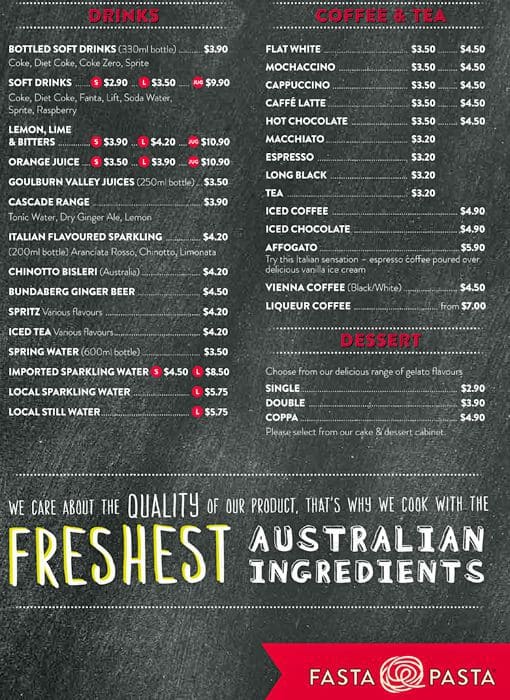 Menu at Fasta Pasta Stafford restaurant, Stafford, Stafford City ...
