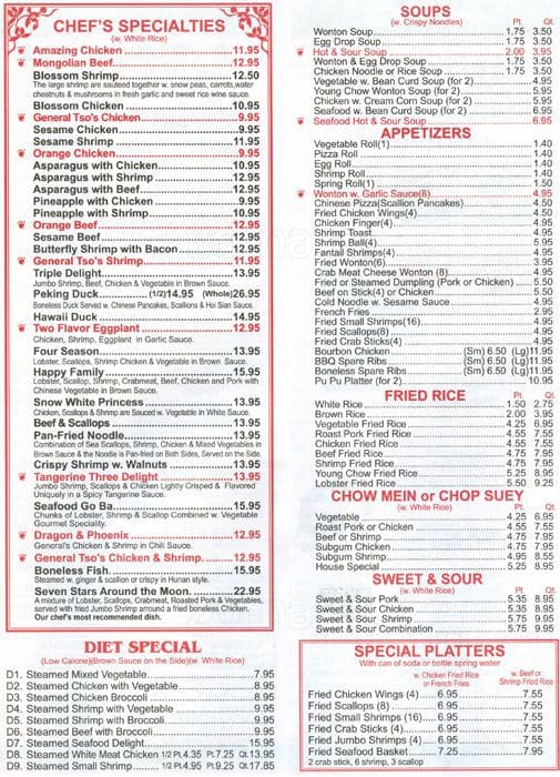 Menu at Kum Lin Chinese and Japanese Restaurant, Philadelphia