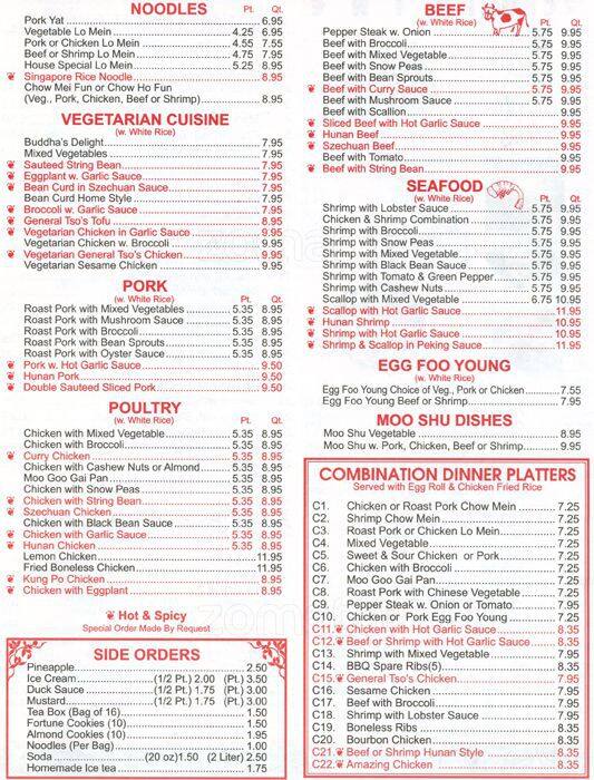 Menu at Kum Lin Chinese and Japanese Restaurant, Philadelphia