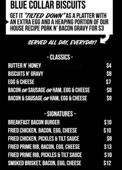 Menu at TILT restaurant, Portland, NW Everett St