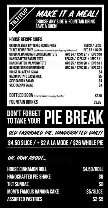 Menu at TILT restaurant, Portland, NW Everett St