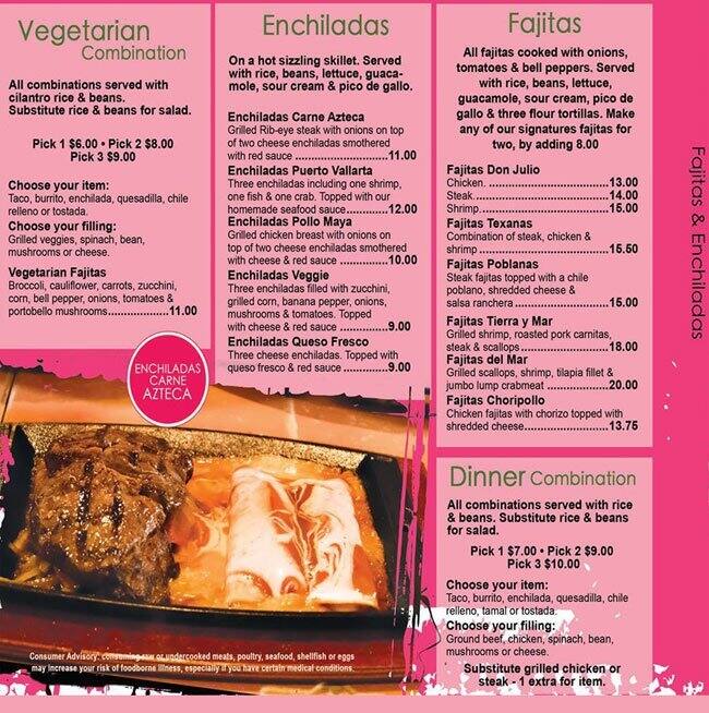 Menu at Don Julio Mexican Kitchen pub & bar, Lake Mary