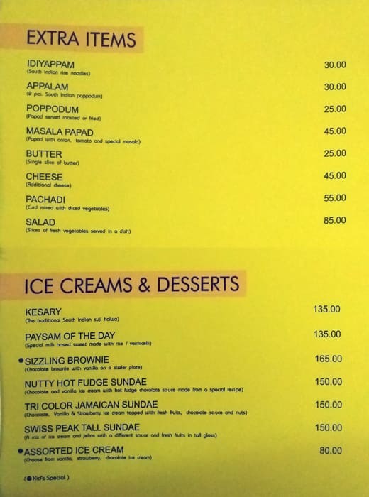 Menu at Sankalp Restaurant, New Delhi, Gopala Tower