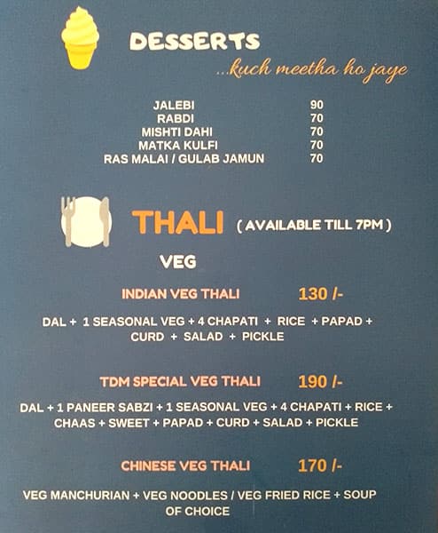 Menu at The Daawat Mahal, Nagpur