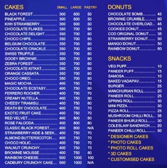Menu of Soufflé A Sweet Indulgence, Virar, Mumbai