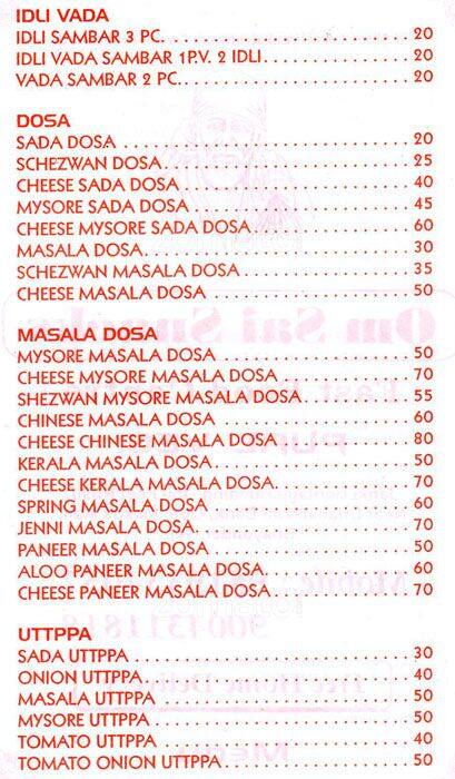 Menu at Om Sai Snacks, Mira Bhayandar, Janki Heritage Building