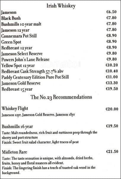 Menu at Art Tea at The Merrion Hotel pub & bar, Dublin