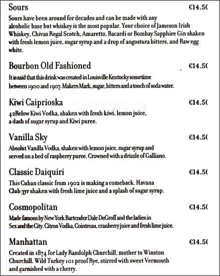 Menu at Art Tea at The Merrion Hotel pub & bar, Dublin