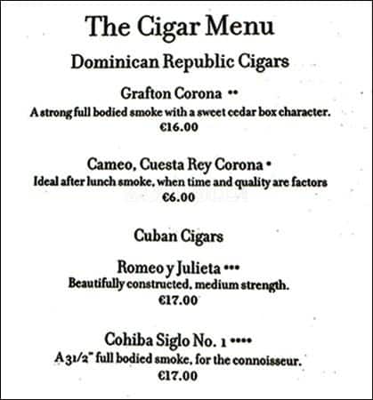 Menu at Art Tea at The Merrion Hotel pub & bar, Dublin