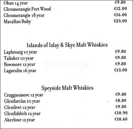 Menu at Art Tea at The Merrion Hotel pub & bar, Dublin