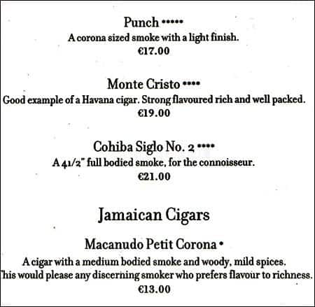 Menu at Art Tea at The Merrion Hotel pub & bar, Dublin