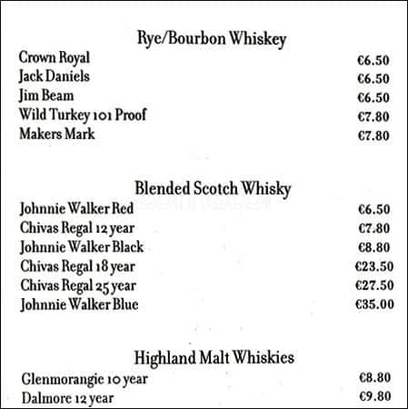 Menu at Art Tea at The Merrion Hotel pub & bar, Dublin