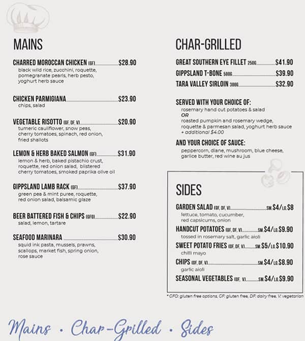 Menu at Royal Hotel pub & bar, Bacchus Marsh