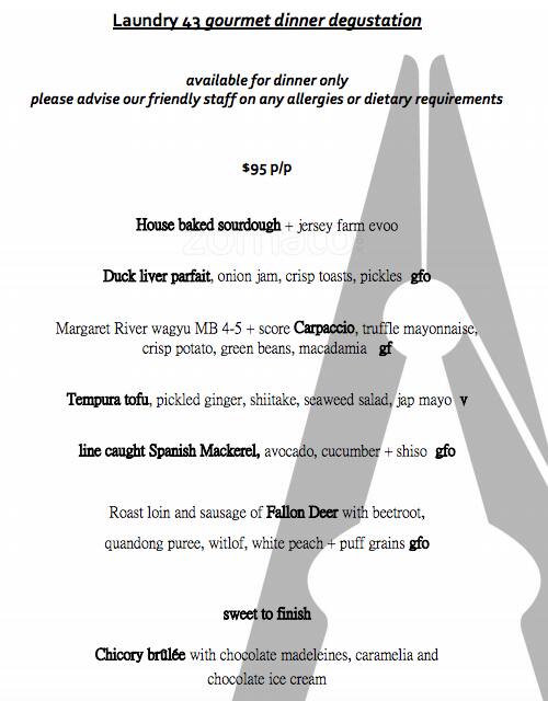 Menu at Laundry 43 pub & bar, Busselton